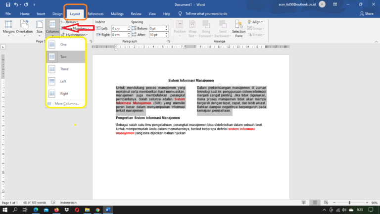 Cara Membuat Teks Menjadi Beberapa Kolom di Microsoft Word - Kitapunya.net